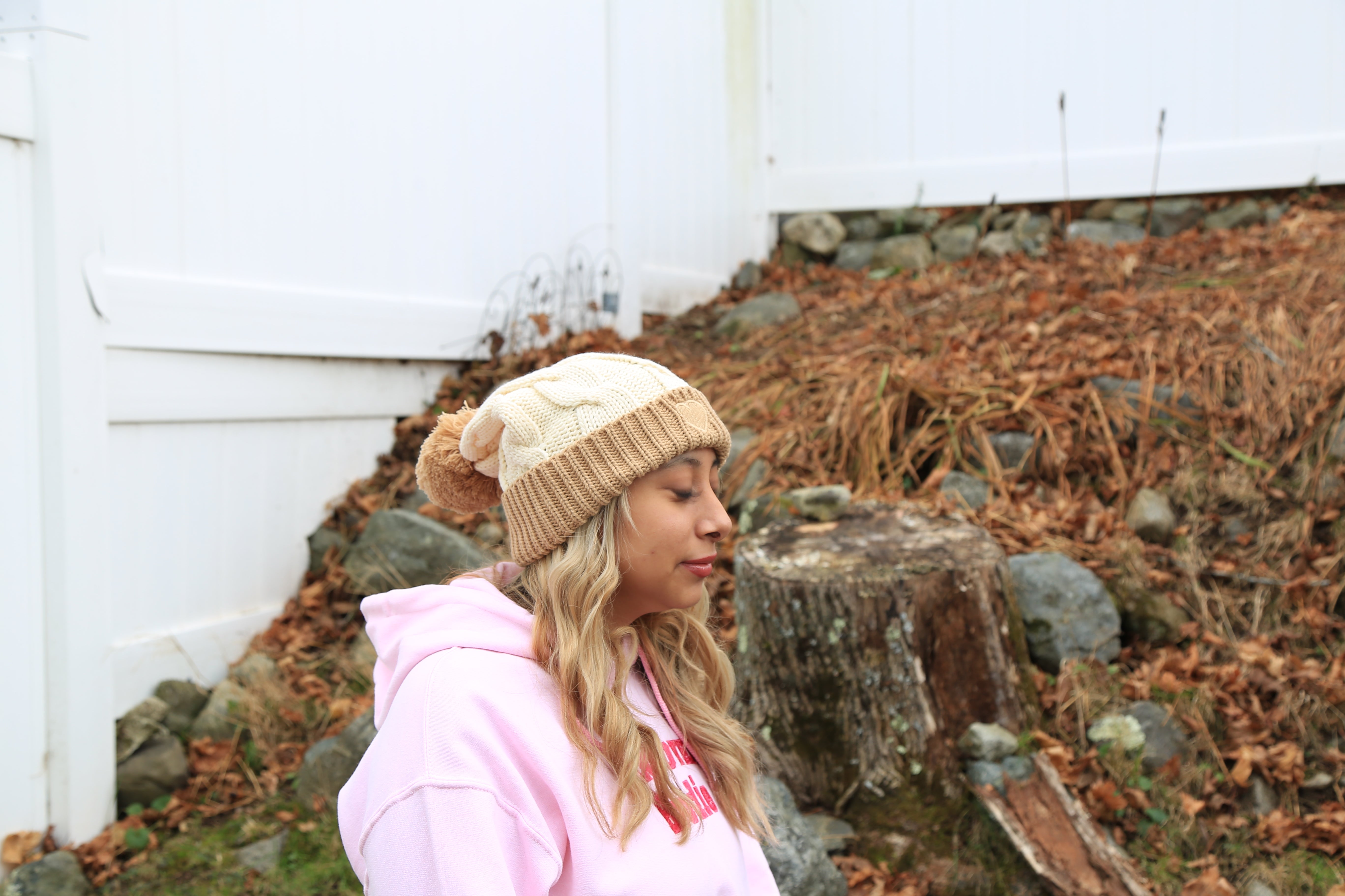 Embroidered Heart Chunk Cable Knit with Pom Pom – AG Embroidery Styles