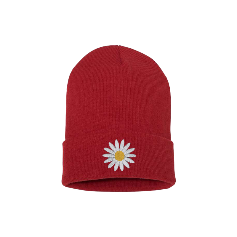 Unisex Cuffed Knit Beanie Embroidered Daisy – AG Embroidery Styles